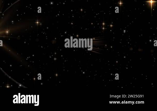 Animation of universe with multiple yellow glowing stars getting closer ...