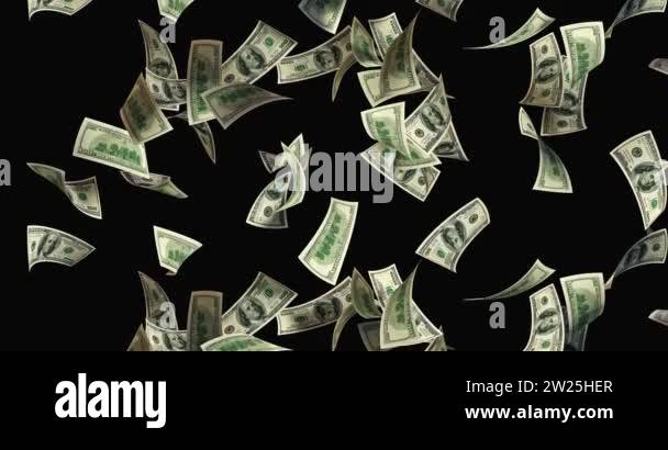 Rain of 100 dollar bills. Looped video 3D render Stock Video Footage ...