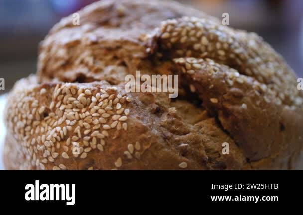Whole Wheat Bread Baked At Home With Bio Ingredients Stock Video ...
