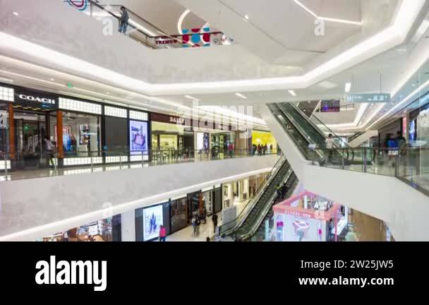 famous qingdao city crowded mall walking timelapse panorama 4k china ...