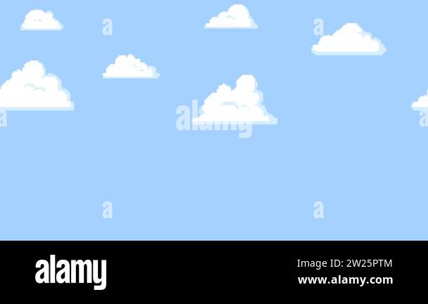 Cartoon clouds floating in the blue sky. Background seamless looping ...