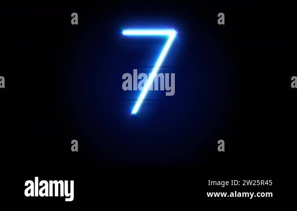 Neon number 7 appear in center and disappear after some time. Loop ...