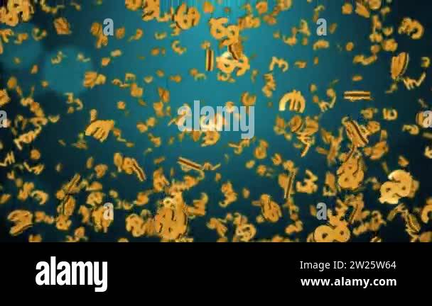 3D Golden symbols British pound currency, American currency dollar ...