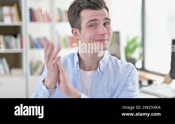 Excited young man clapping team Stock Videos & Footage - HD and 4K ...