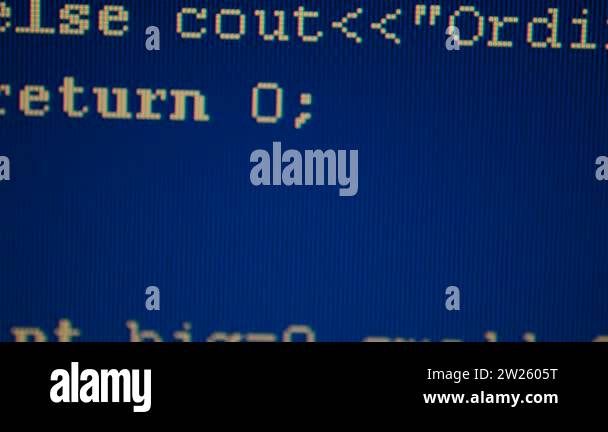 Source code on the monitor screen. Shooting of the text of the computer ...