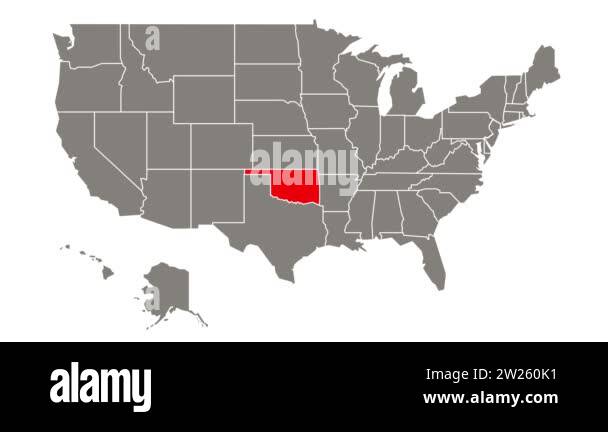 Oklahoma federal state blinking red highlighted in map of USA Stock ...