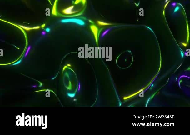 Abstract 3d render holographic oil surface background, foil wavy ...