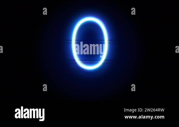 Neon number 0 appear in center and disappear after some time. Loop ...