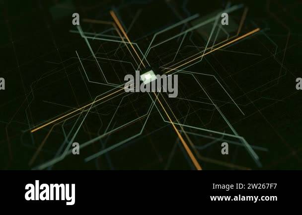 Circuit Board With Moving Electrons Cpu Processing Data Animation
