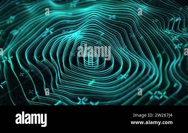 Abstract animation of digital surface map. Animation. Neon gemetric map ...