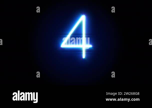Neon number 4 appear in center and disappear after some time. Loop ...