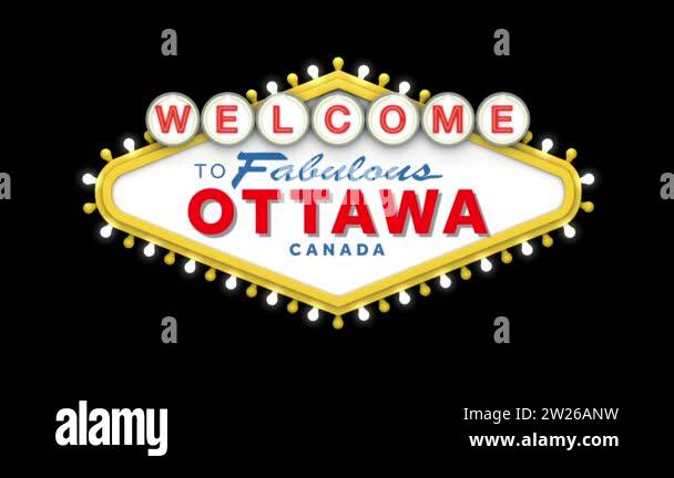 Welcome to Ottawa sign in classic retro las vegas style design . 3D ...