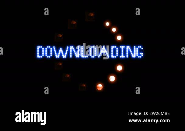 Downloading Text sign Seamless Loop animation bulbs LED pixels, light flashing, blinking lights ...