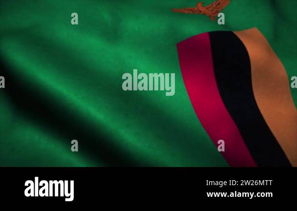 Zambia flag waving in the wind. National flag of Zambia. Sign of Zambia ...