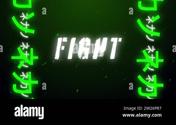 Animation of vintage video game screen with the word Fight written in ...