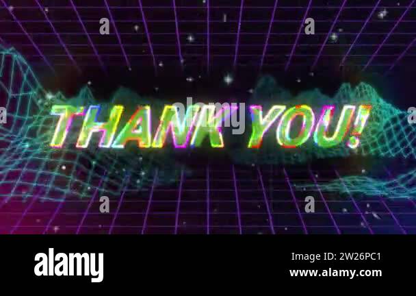 Animation of vintage video game screen with the words Thank you ...