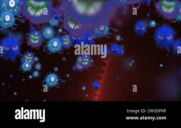 Medical illustration 2d, 3d animation background of cells, bacteria ...