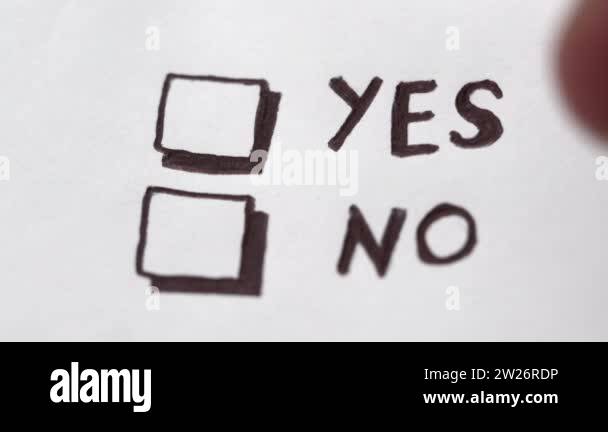 Human hand marking yes on checklist, tick placed on excellent check box ...