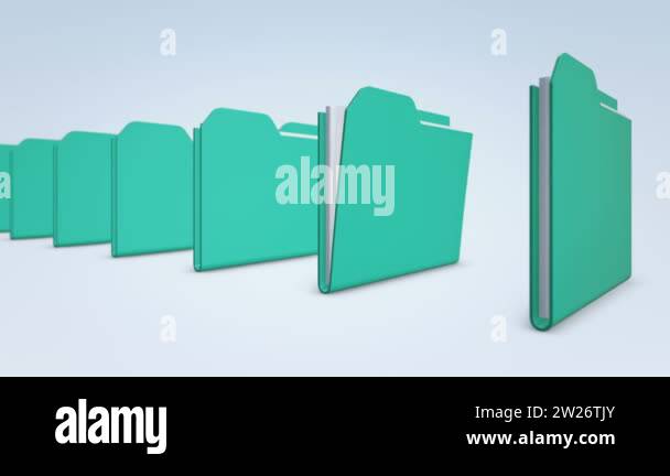 3d animation footage of row of folders, Animation of seamless loop ...