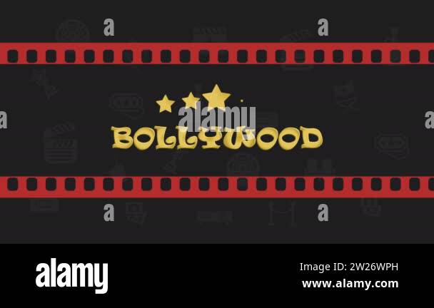 Bollywood Cinema logo icon with film strip and star elements. Abstract ...