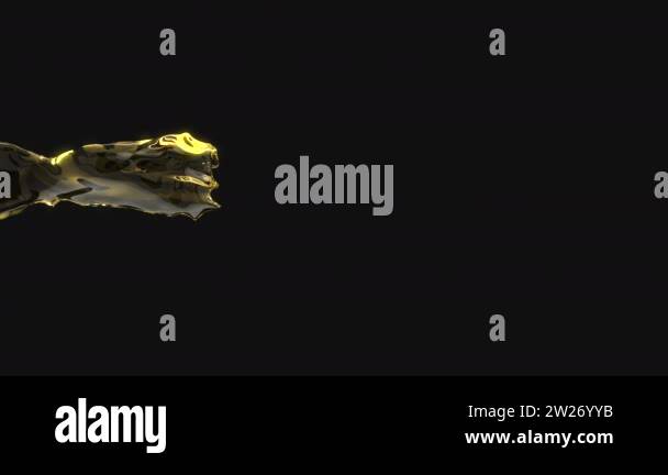 Gold 3D realistic liquid floating on black background. Golden liquid ...