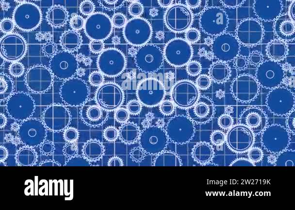 Gear cogs rotating system gearbox blueprint grid mechanism Stock Video ...