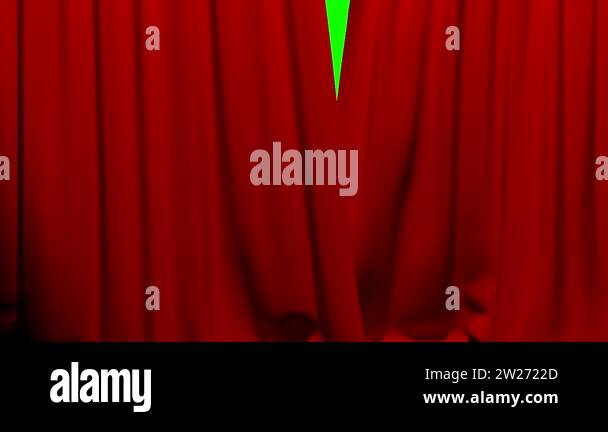 Curtains opening and closing stage theater cinema red green screen key ...