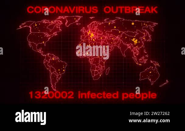 Video animation of a world map showing the outbreak of the coronavirus ...