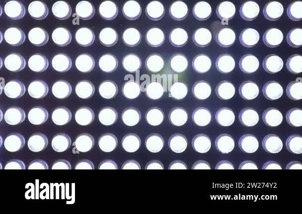 Transparent LED panel with light emitting diodes turning on and off ...