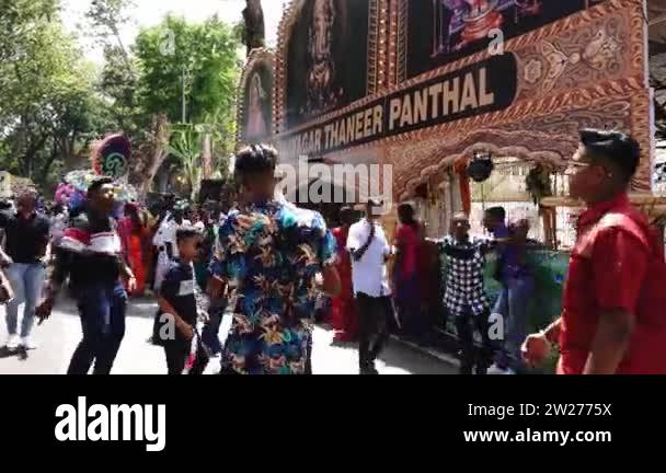 Indian devotees dance at Sri Sithi Vinayagar Thaneer Panthal during ...