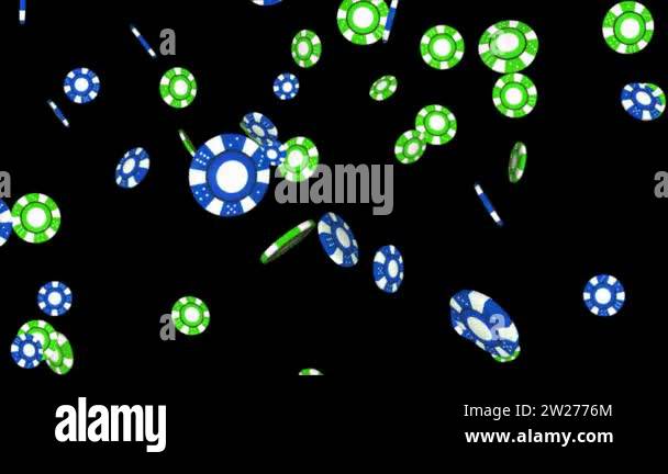 Slowly flying through rotating poker chips 4K 3D Alpha Green Screen ...