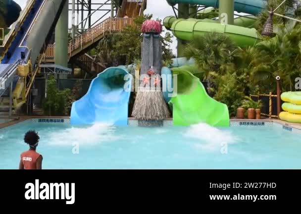 Orlando, Florida. March 10, 2020. Boy enjoying Raki of Taniwha Tubes at ...