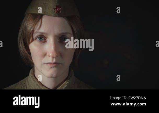 Video of young woman in sorrow wearing soviet red army uniform Stock ...