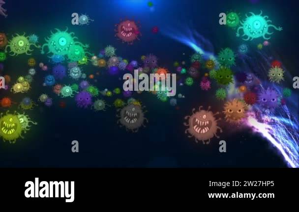 Medical illustration 2d, 3d animation background of cells, bacteria ...