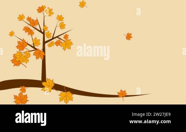 Autumn drawing background with copy space. Dead leaves falling from an ...