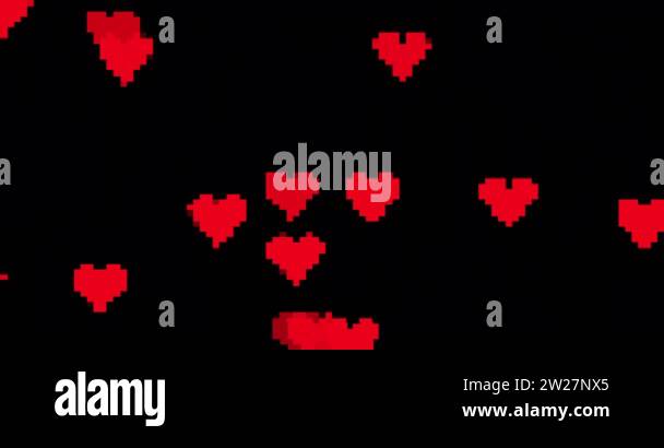 Flying hearts 8-bit. Pixel-art Stock Video Footage - Alamy