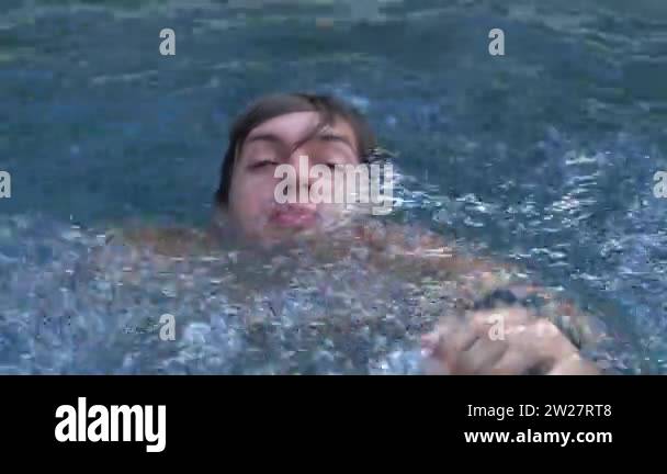 Man does not know how to swim and is drowning. Fear of water Stock ...