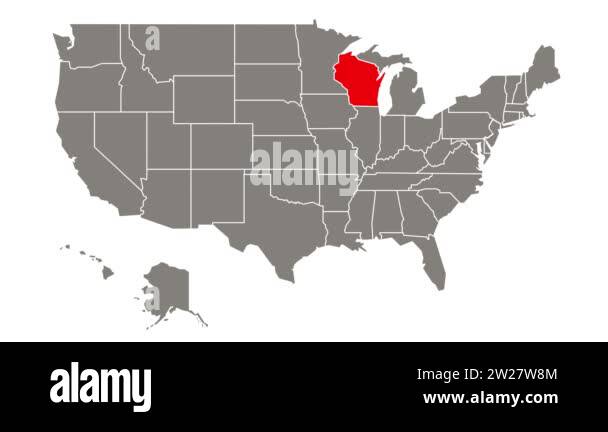 Wisconsin red highlighted in Stock Videos & Footage - HD and 4K Video ...