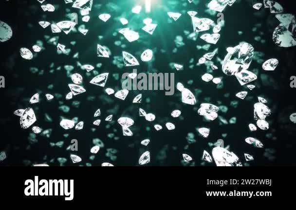 Abstract background with slowly falling gem crystals or diamonds ...