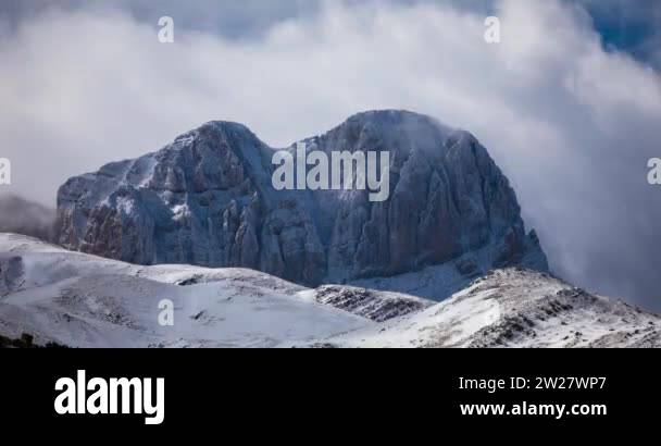 Timelapse of the snowy Castillo de Acher mountain of the Aragonese ...