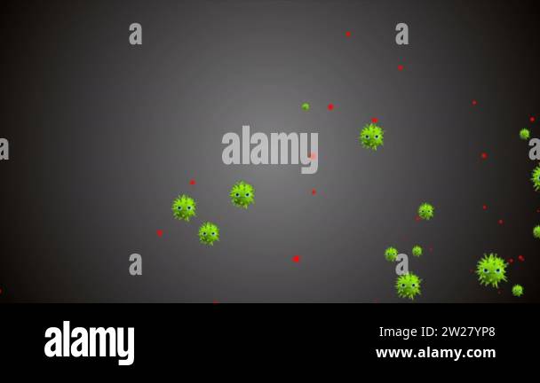 Medical animation background of cells, bacteria viruses in world. Human ...