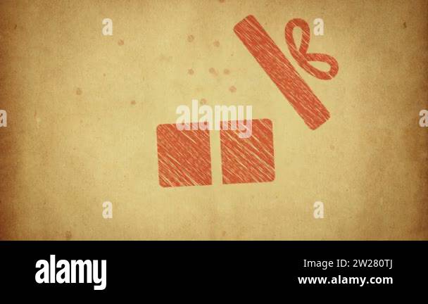 Animation opening of gift box icon in drawing style. Animation in stop ...