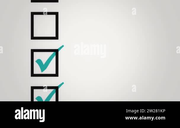 Animation marker drawing a tick in the box for voting on paper ...