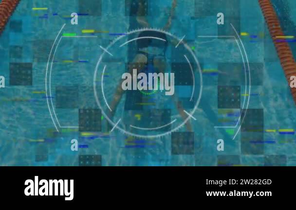 Animation of digital interface with scope scanning data processing over ...