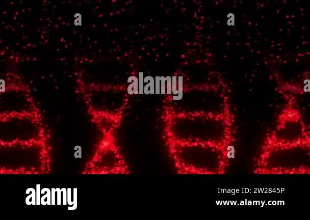 Molecule of DNA system with red blood. Blood floating through. Loop ...