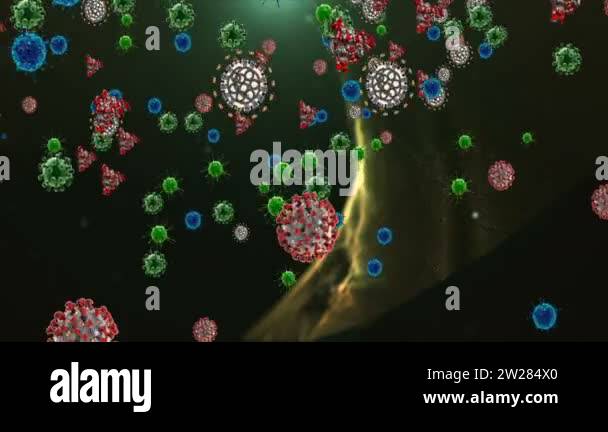 Medical illustration 2d, 3d animation background of cells, bacteria ...