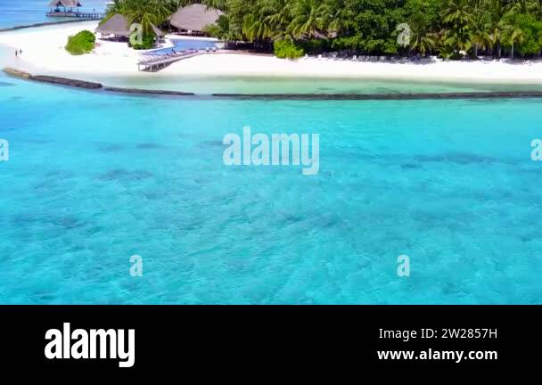 Warm seascape of tropical resort beach holiday by shallow water with ...