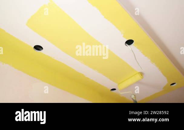 Roller Brush Ceiling Painting Stock Video Footage - Alamy