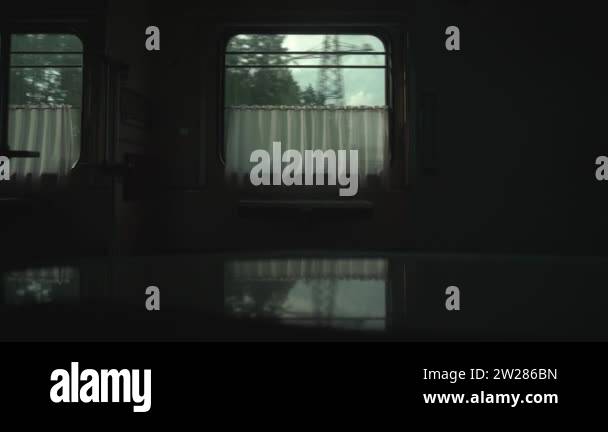 Inside compartment of russain corridor coach of railway passenger train ...