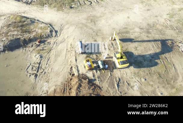 Drone scene. Slow movement of camera from aerial, top visual to ...